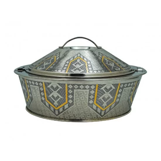 19-24937 - حافظة طعام استيل بنقش حجم 2.5 لتر